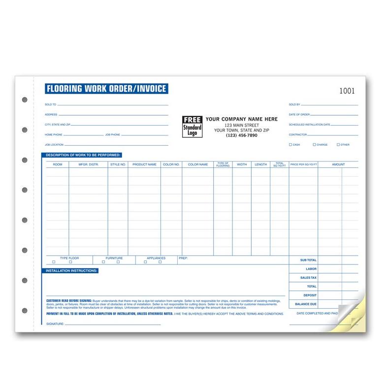 Flooring Contractor Invoice Work Order DesignsnPrint