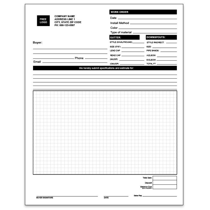 Custom Carbon Copy Work Order Forms Personalized Carbonless Format