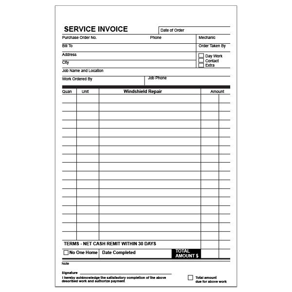 Windshield Repair Invoice Auto Glass Business Forms DesignsnPrint