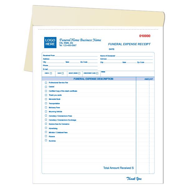 Funeral Home Business Forms Invoices Receipts Statements 