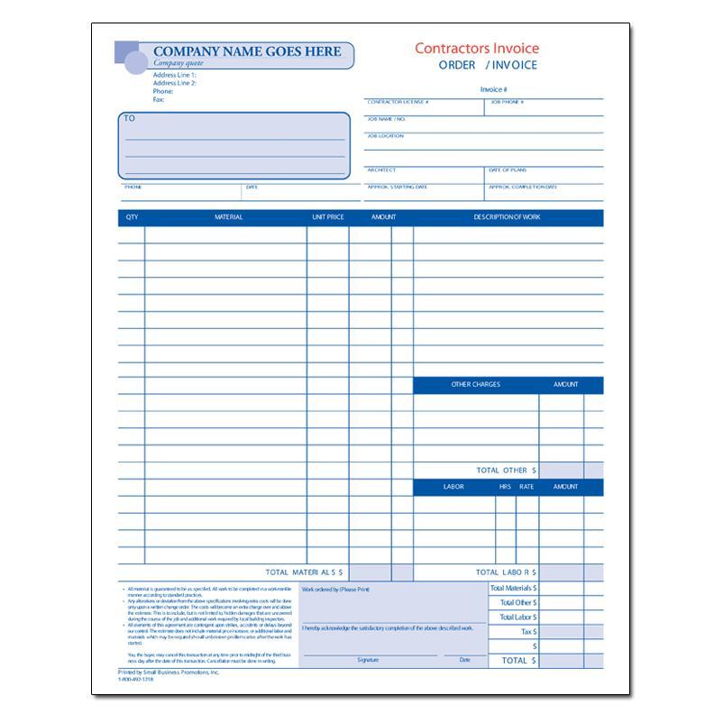 Itemized Roofing Invoice Custom Printed DesignsnPrint
