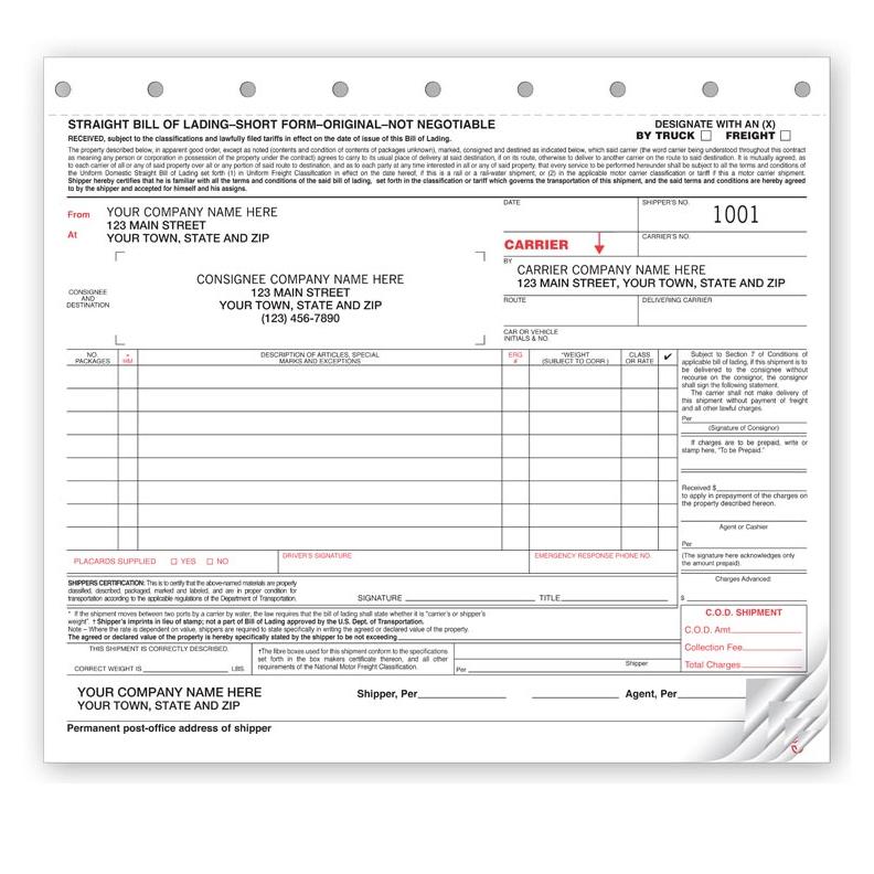 Bill Of Lading Business Form Printing Personalized Forms DesignsnPrint