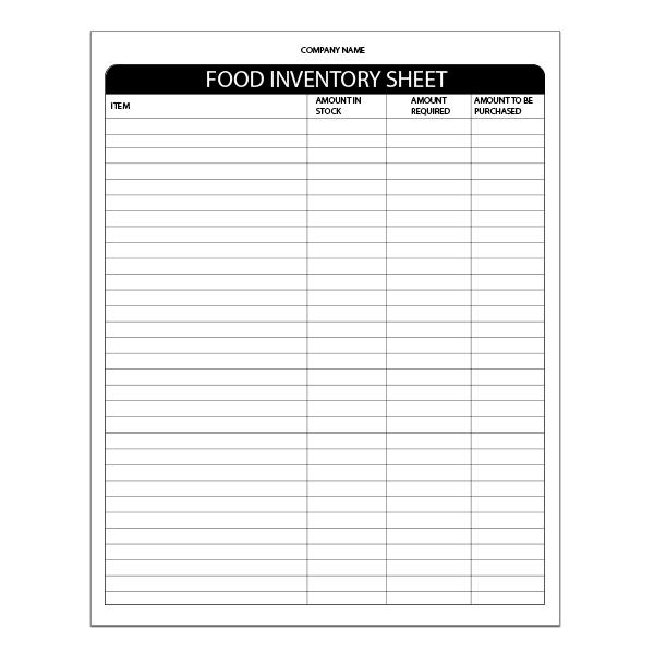 Food Inventory Sheet Forms DesignsnPrint