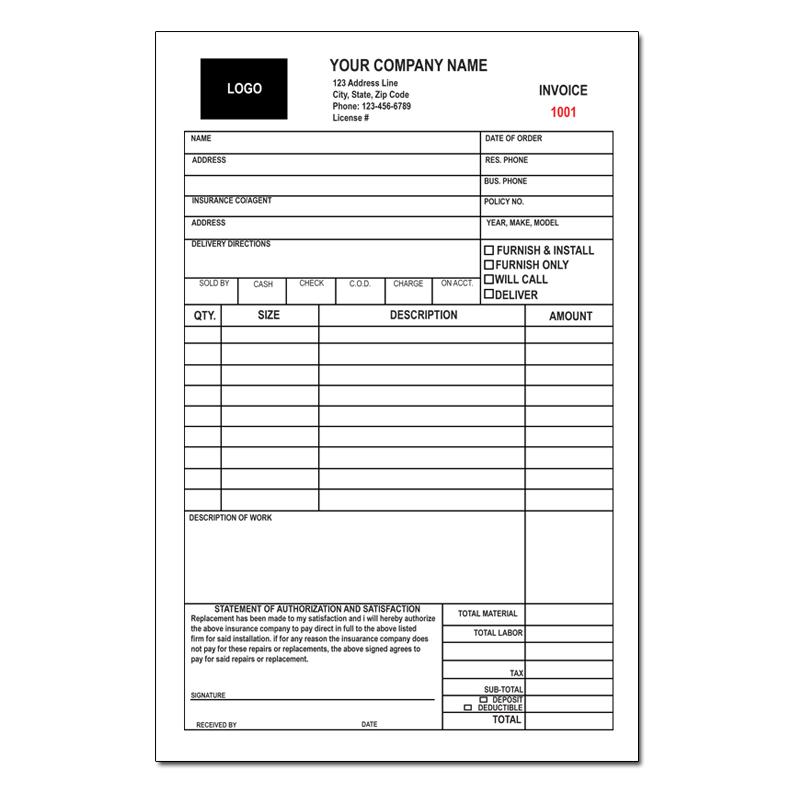 Glass Installation And Repair Invoice Forms DesignsnPrint